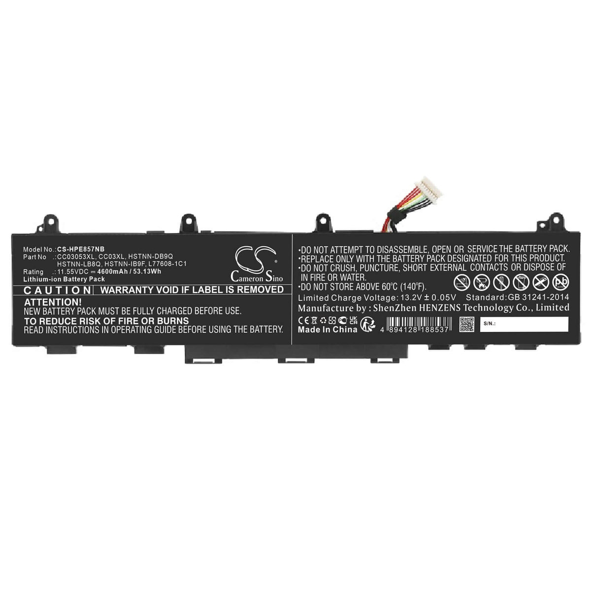 4600mAh, Hp, Cc03053xl, EliteBook 850 G7, EliteBook 850 G7 10U46EA ...