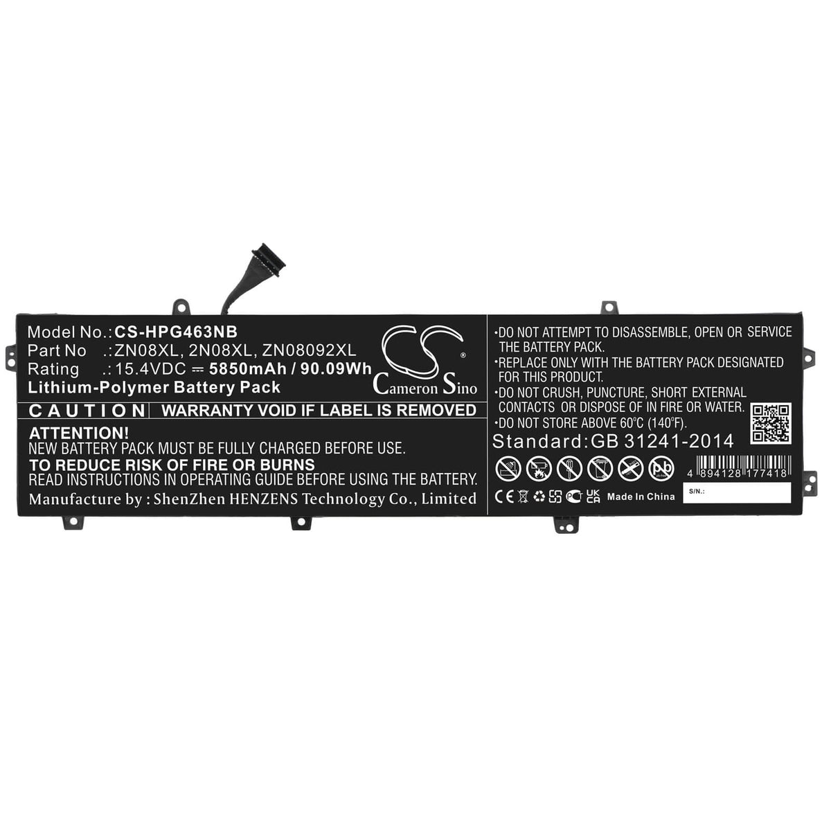 5850mAh, Hp, 2n08xl, ZBook Studio G3 V8N22PA, ZBook Studio G3 V8N23PA ...