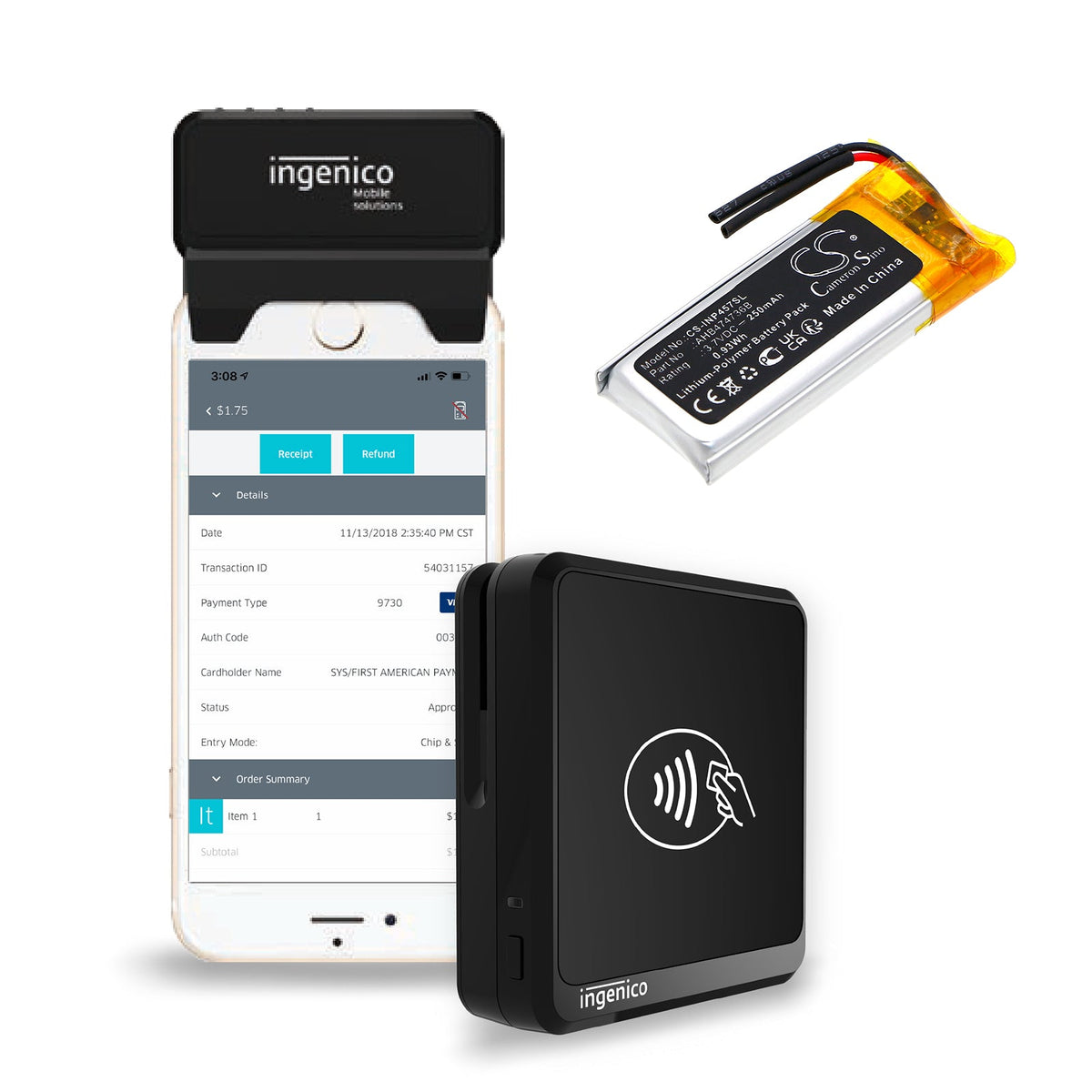 250mAh, Ingenico, Ahb474736b, Rp457, Rp457c Payment Terminal ...