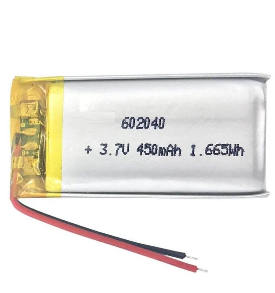 3.7V, Li-Polymer, 450mAh, Battery fits LP602040, 602040, 1.66Wh shipped ...