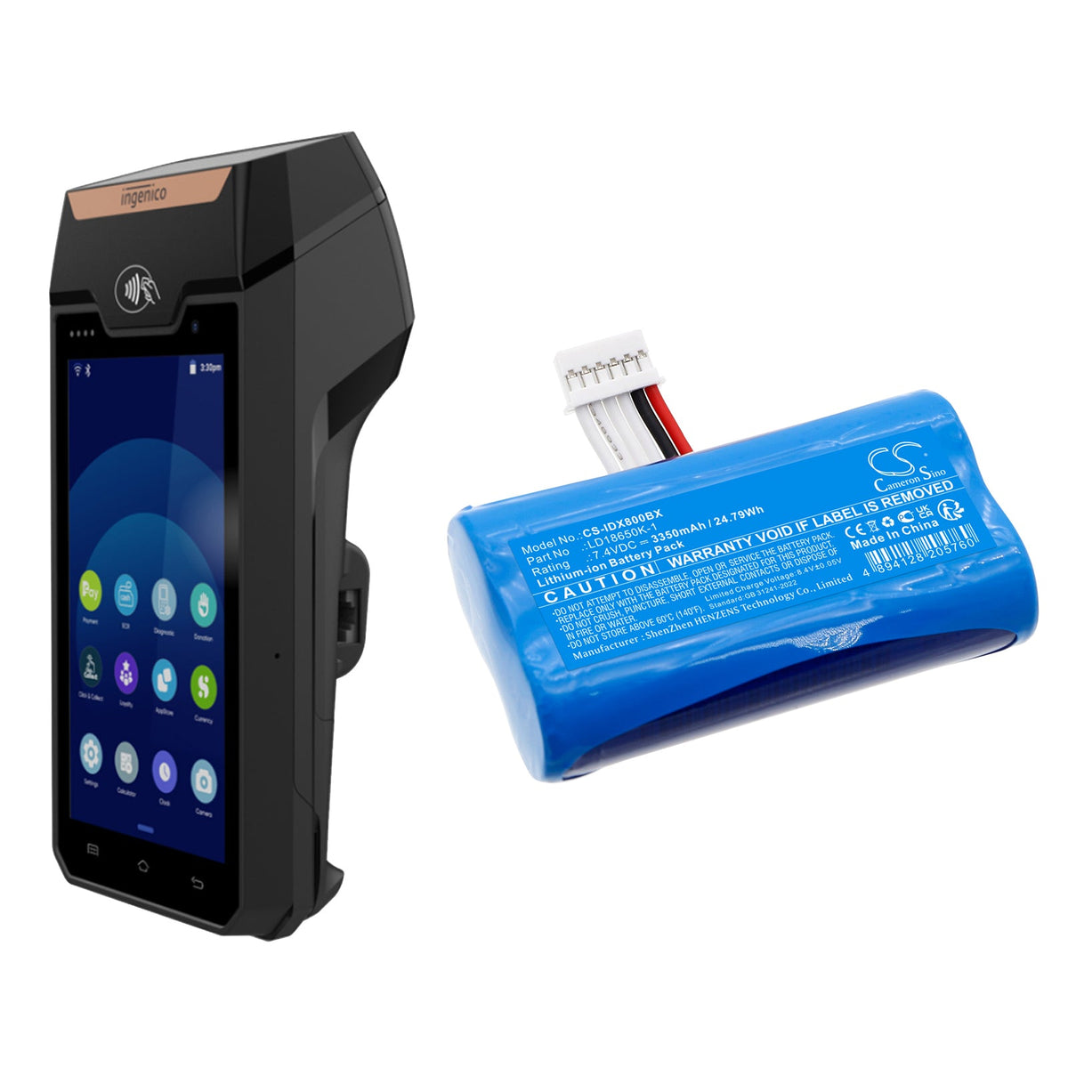 3350mAh, Ingenico, Ld18650k-1, Axium Dx4000, Axium Dx8000 Payment ...