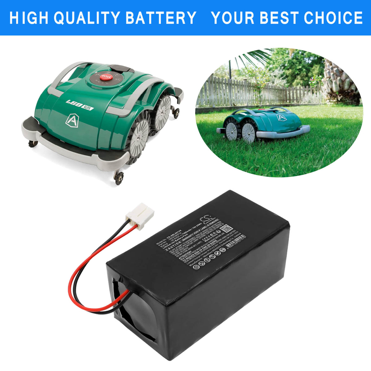 7500mAh, Ambrogio, 050Z39601A, AM060L0V9Z, L60 Elite S+ Lawn Mowers ...