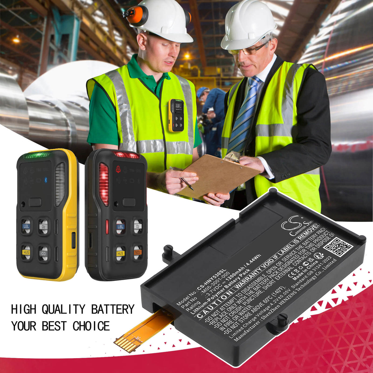 1200mAh, Honeywell, M05-3001-000, BW Icon + 4 Gas Detector H2S C, Flex ...