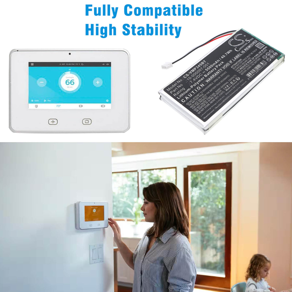 5500mAh, Vivint, 10-000007-001, CP01 Control Panel, Sky Master Control ...