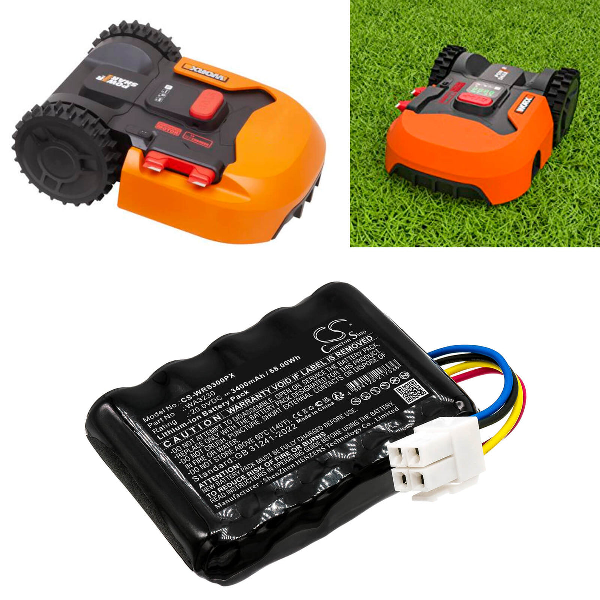 3400mAh, Ferrex, Ca0005, R800 Smart Lawn Mowers Replacement Battery ...