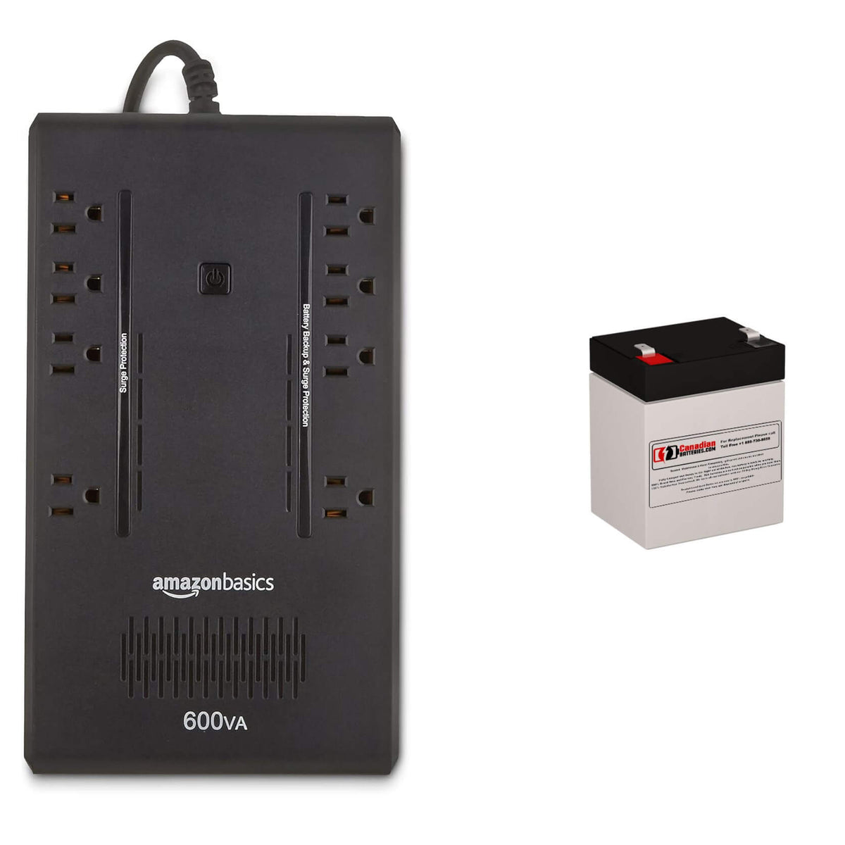 Battery For Amazon Basics, 600VA, 360W, 8 Outlet, UPS ABST600 ...