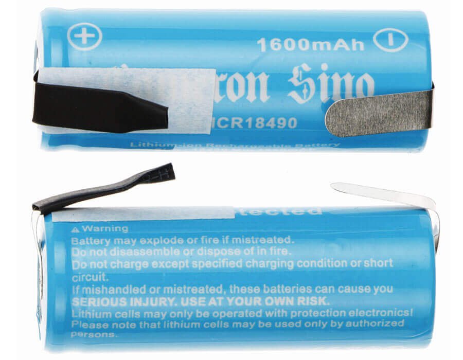 4/3A Lithium Ion Battery same way tabs, 18500/18490 2 Pcs, 3.7v ...