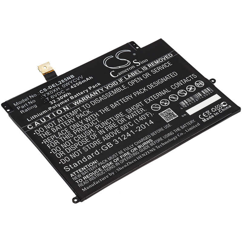 4250mAh, Dell, 0c668f, Latitude 7285 Notebook Replacement Battery ...