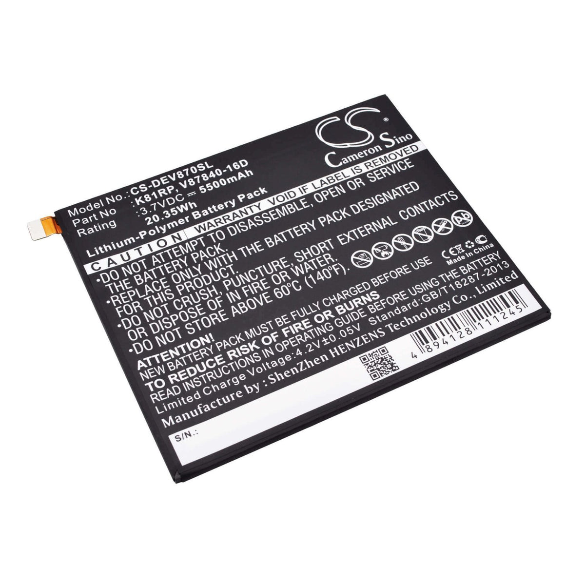 Dell, 05pd40, V87840-16d, Venue 8 7000 Tablet Replacement Battery ...