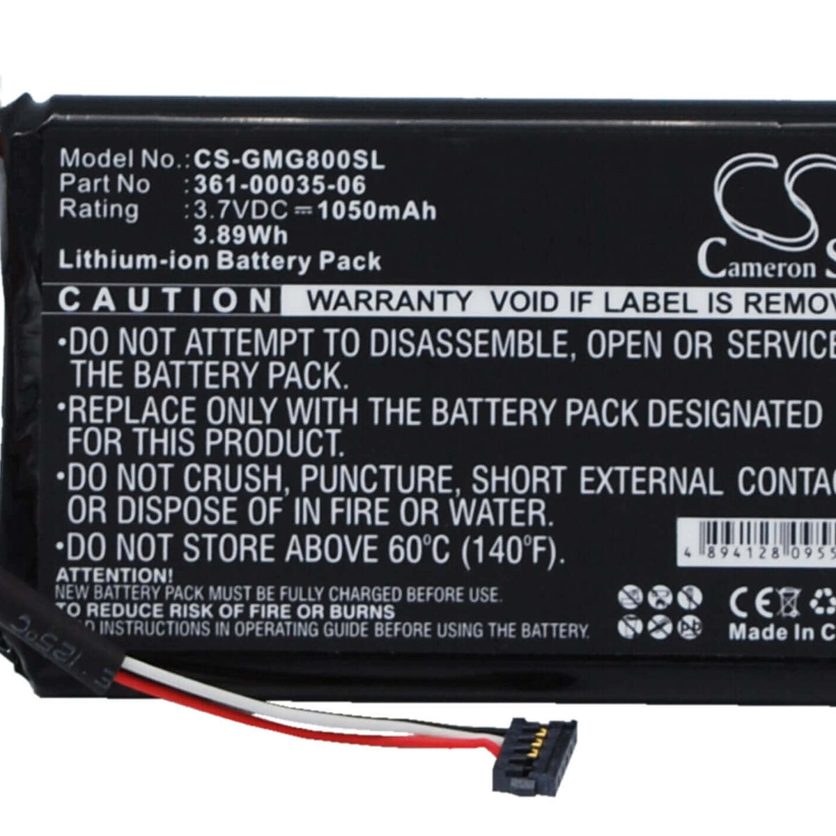1050mAh, Garmin, 361-00035-06, Approach G8 GPS Replacement Battery ...