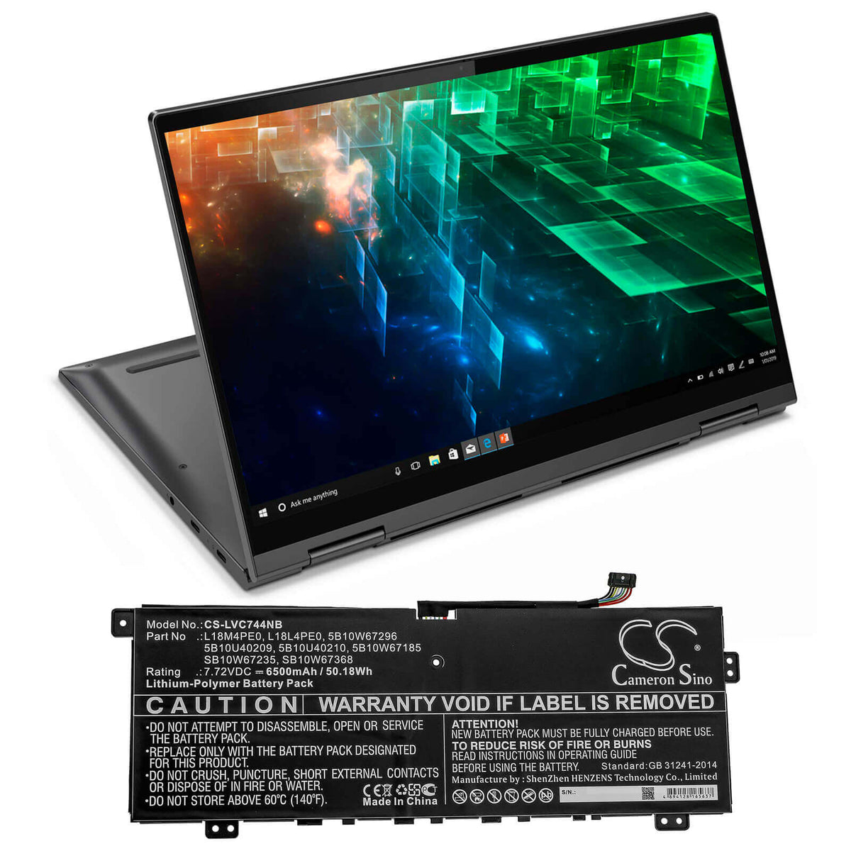 6500mAh, Lenovo, 5b10u40209, Yoga C740 14, Yoga C740-14IML Notebook ...