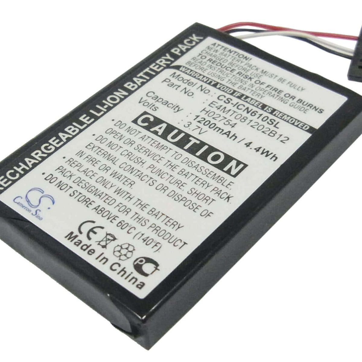 1200mAh, Navman, E4mt081202b12, N60i Navpix GPS Replacement Battery ...