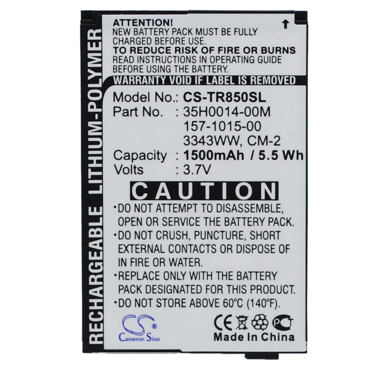 1500mAh, Palm, 157-10105-00, Drucker, Monk SmartPhone Replacement ...