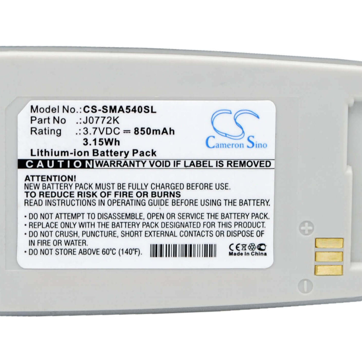 850mAh, Samsung, Bat-sama540, Sph-a540 SmartPhone Replacement Battery ...