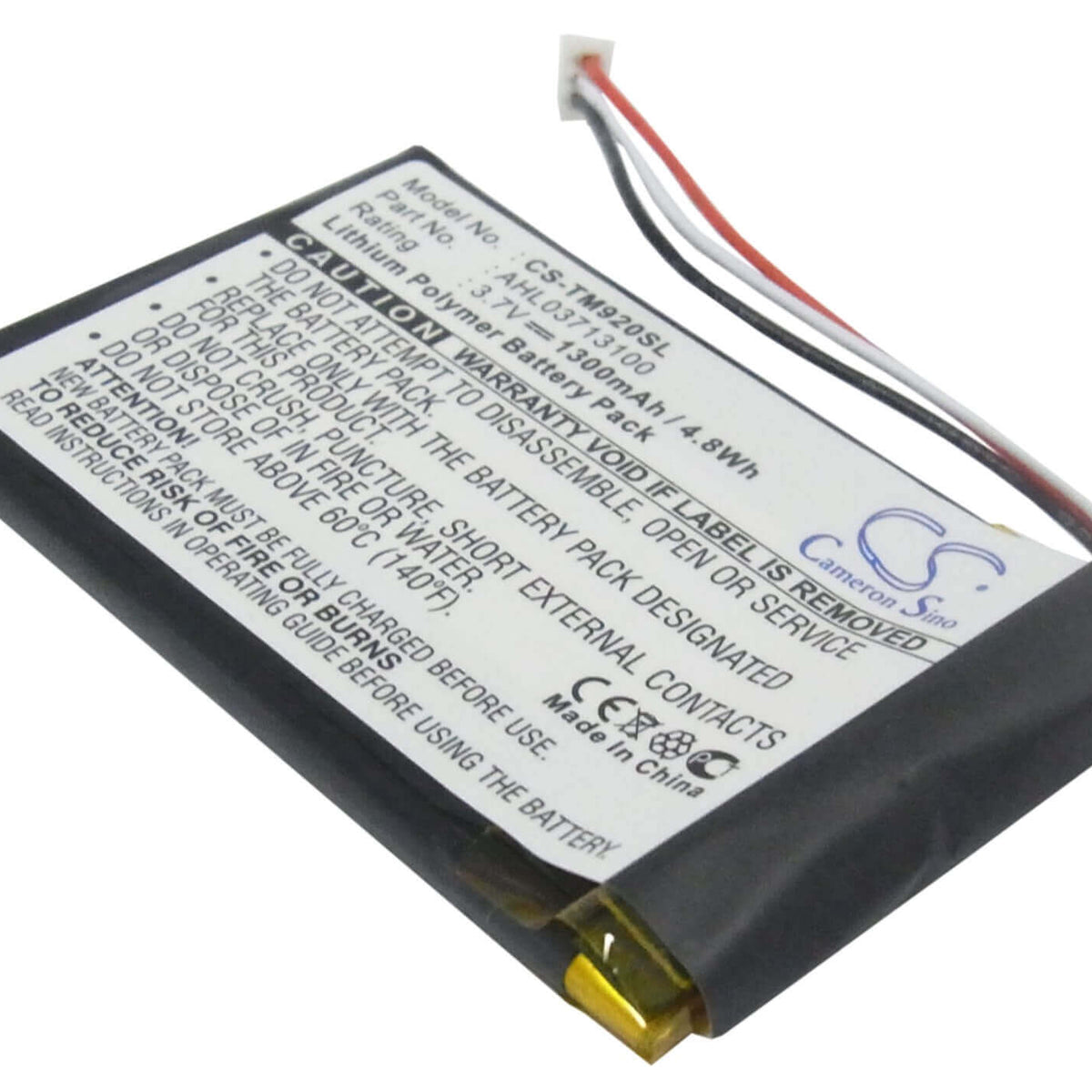 1300mAh, Tomtom, Ahl03713100, 340s Live Xl, Go 920 GPS Replacement ...