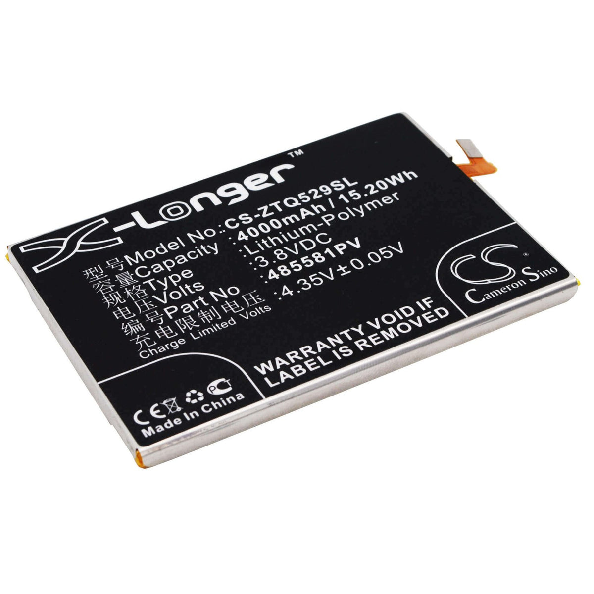 4000mAh, Zte, 485581pv, Q529, Q529c SmartPhone Replacement Battery ...